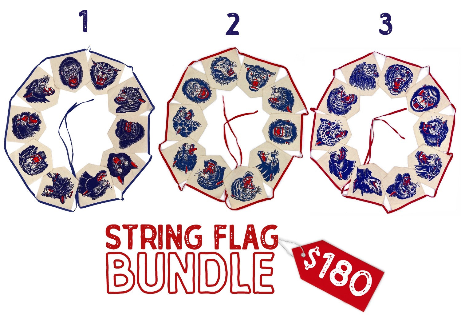 Animal Head String Flag #2 – Yellow Beak Press