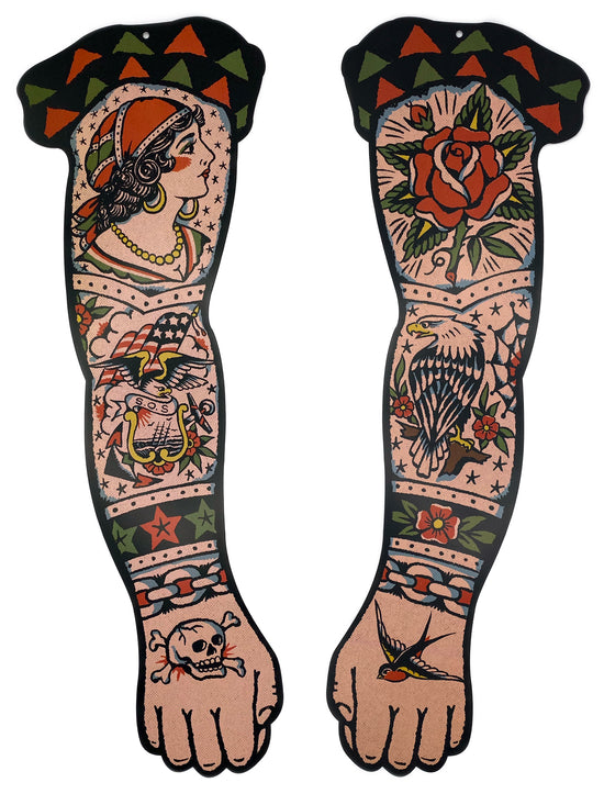 Tattooed Arms Metal Sign – Yellow Beak Press