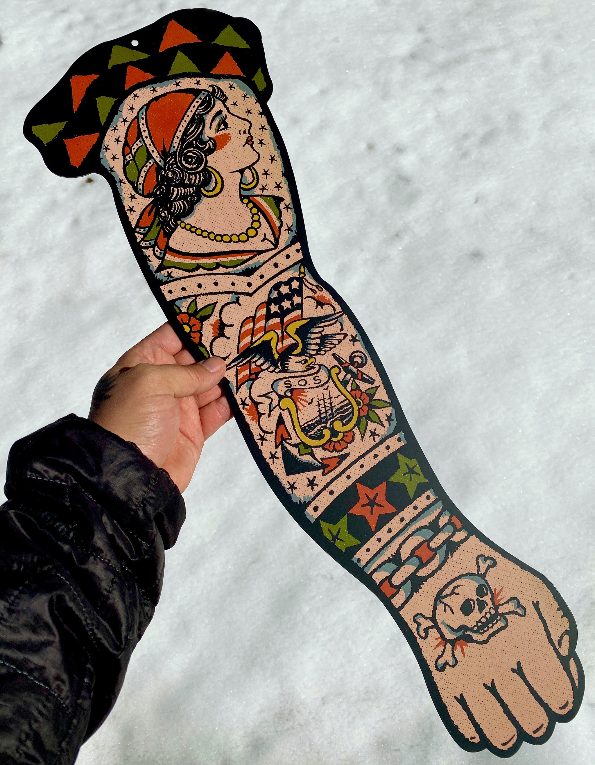 Tattooed Arms Metal Sign – Yellow Beak Press