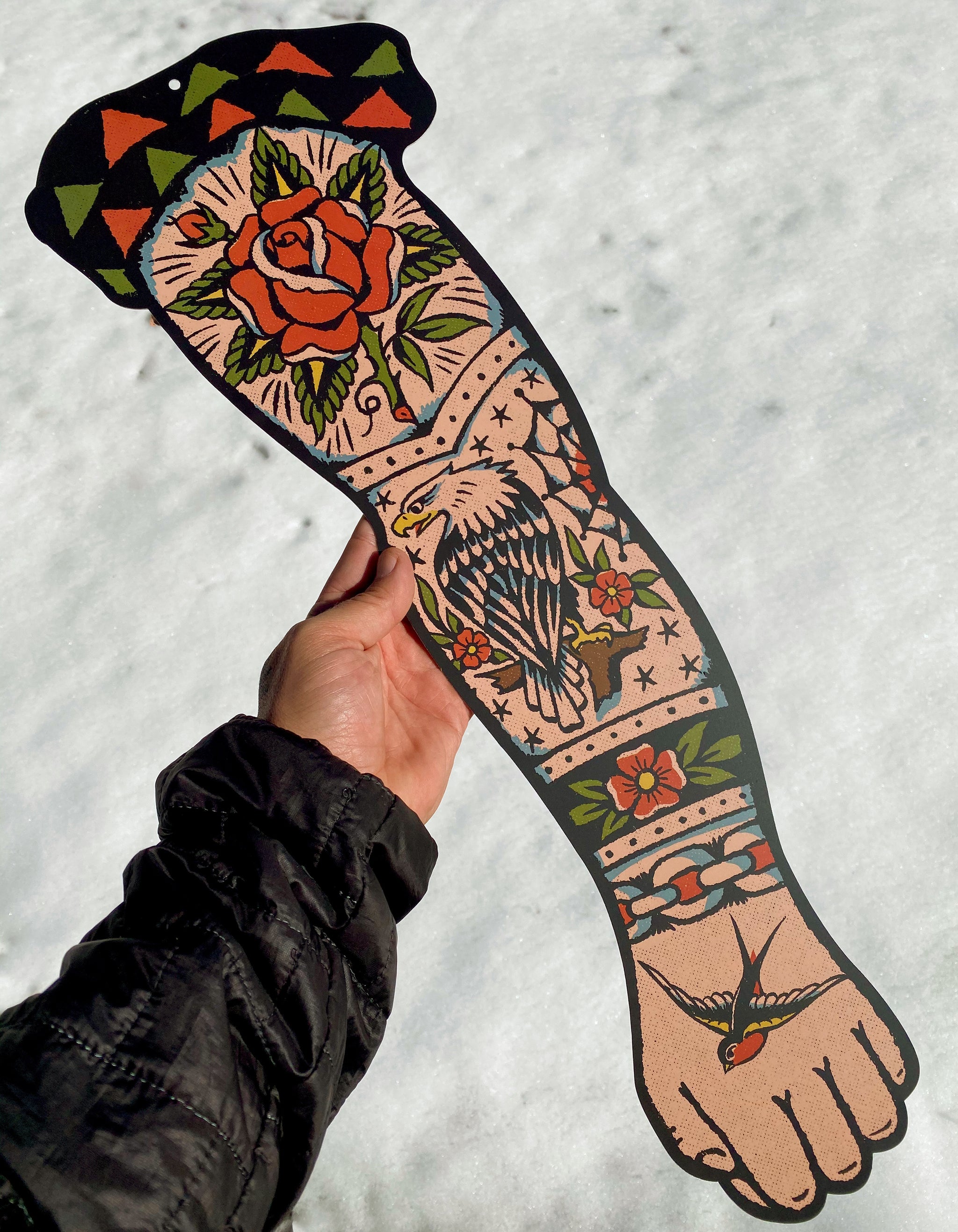 Tattooed Arms Metal Sign – Yellow Beak Press